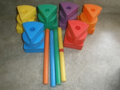 Vntg Fisher Price Creative Blocks Plastic Shapes Building Blocks LOT ...