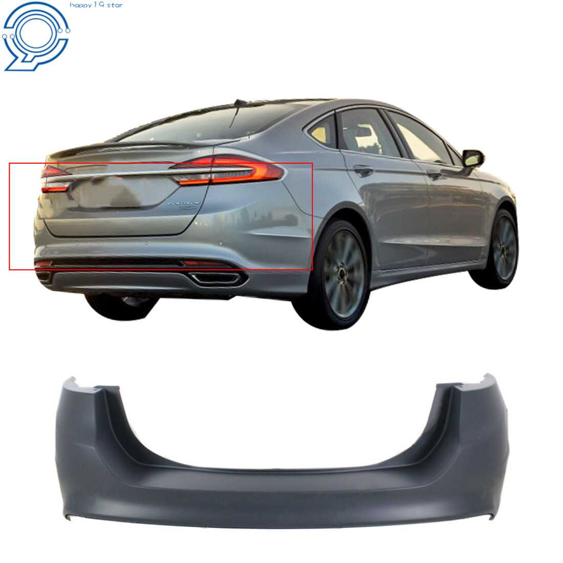 For 2013 2014 2015 2016-2018 Ford Fusion Primered Rear Bumper Cover ...