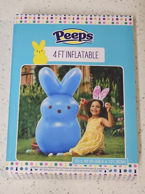 Peeps 4 Ft Inflatables Blue Bunny Easter Indoor/Outdoor Tiktok Free ...
