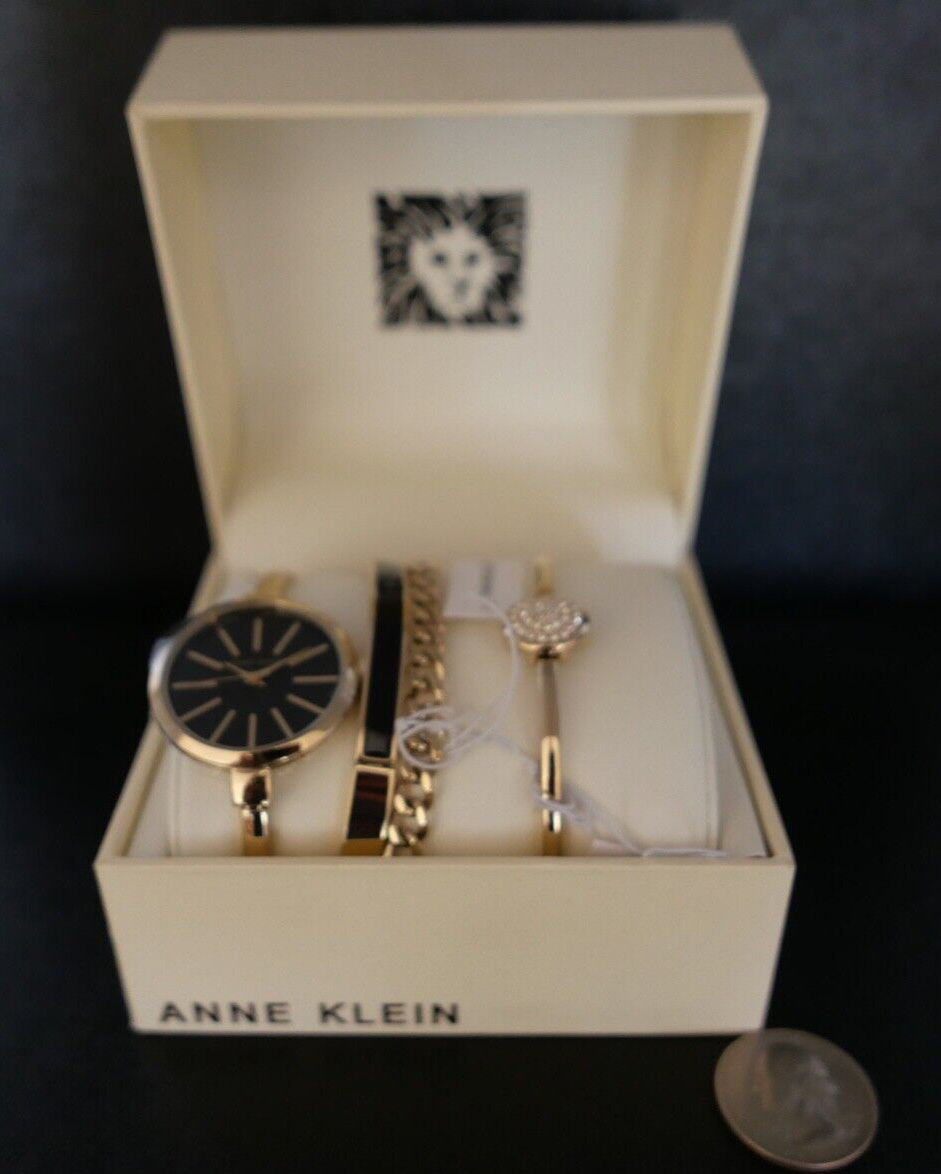 Anne Klein AK/1470GBST Ladies Quartz Watch and Bracelet Set for sale ...