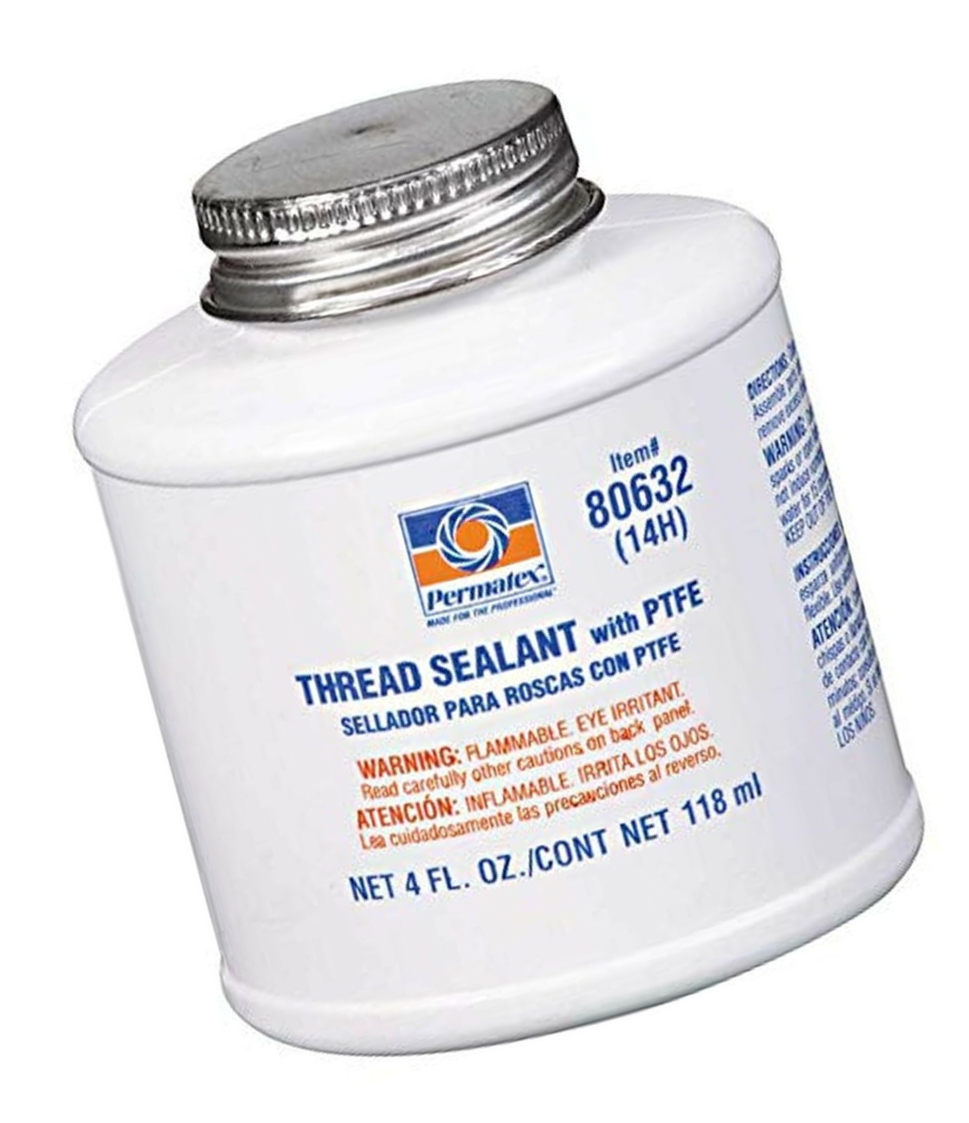 ITW Devcon 80632 Permatex Thread Sealant with PTFE, 4 oz Can, White ...