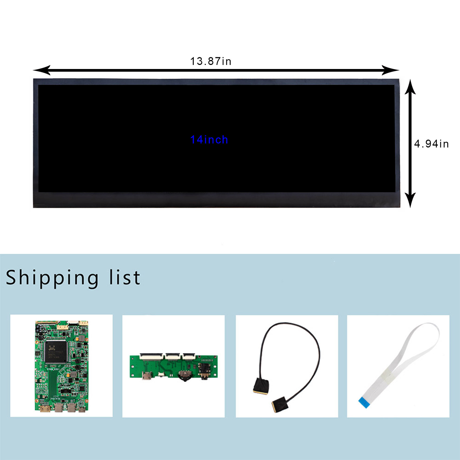 HD USBC Type C LCD Controller Board 14inch 14" 4K 3840x1100 Bar LCD ...