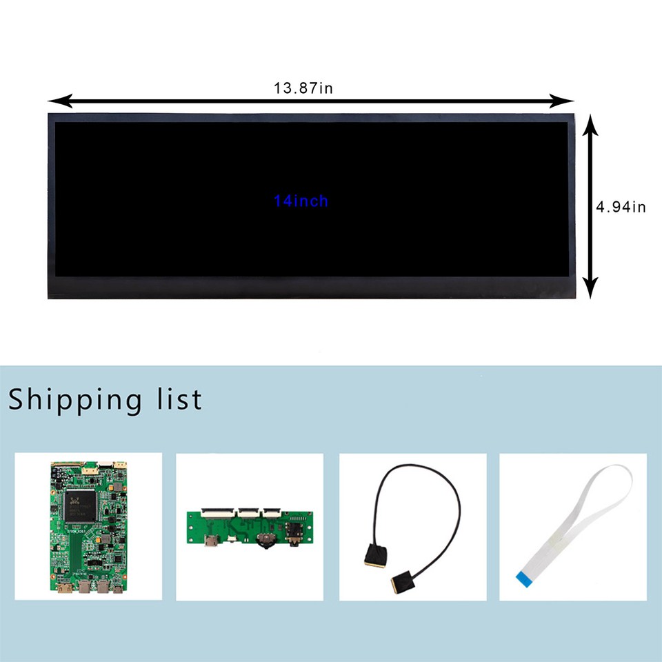 HD USBC Type C LCD Controller Board 14inch 14" 4K 3840x1100 Bar LCD ...