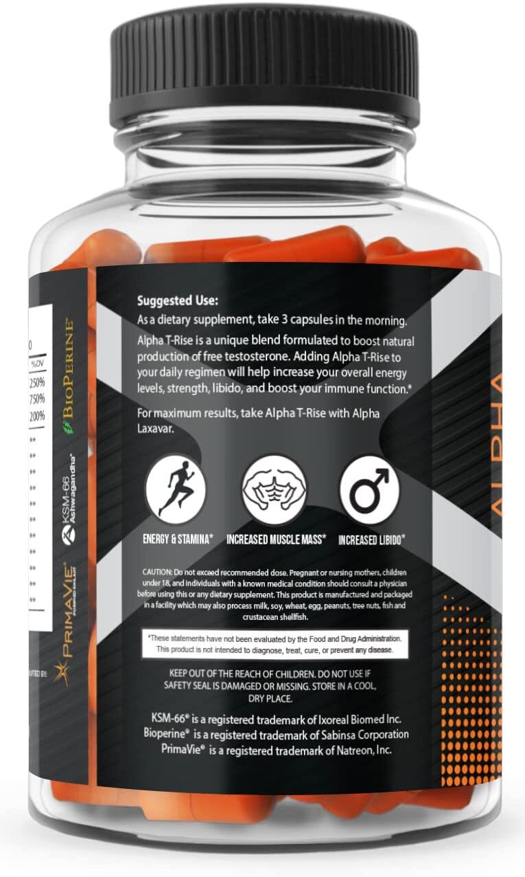 Alpha Supps T-RISE Premium Testosterone Booster Men Muscle Libido Test ...