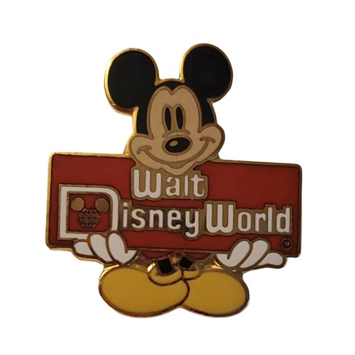 Mickey Mouse Sign Walt Disney World Pin Tie Tack Red Gold Yellow White ...