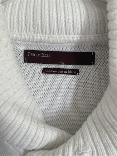 Vintage Perry Ellis Men’s Pullover Sweater Scoop Neck Whiter Bamboo ...