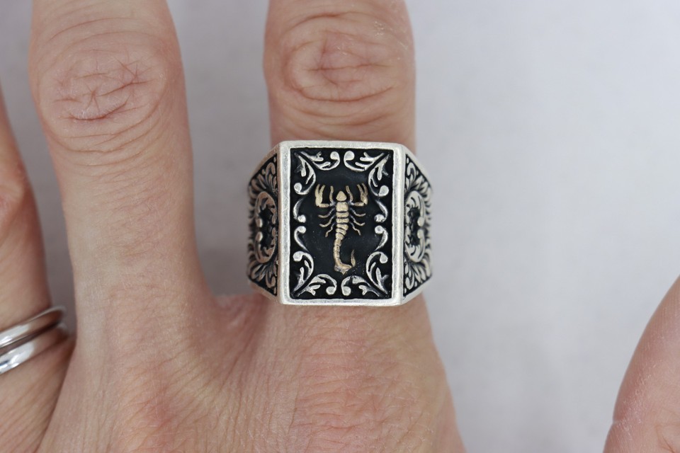 Sterling Silver Scorpion King Coat of Arms Ring Size 8 | eBay