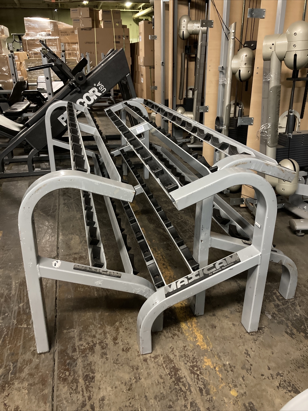 Maxicam Two-Tier Pro Style Saddle USA Dumbbell Rack Made In The USA | eBay