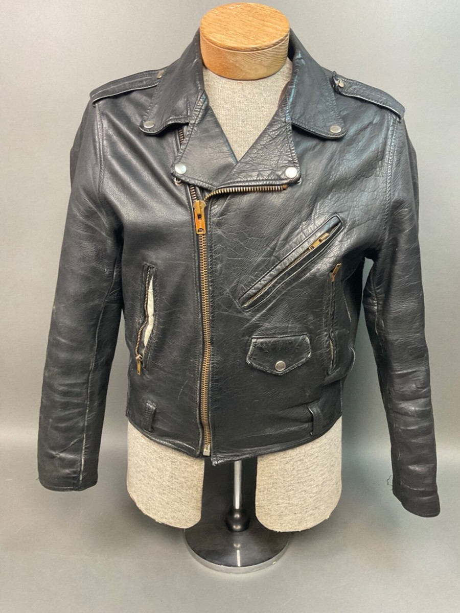 Vtg Lg Men's WILSON'S Black Leather Motorcycle Biker Punk Vtg Lg Men's WILSON'S Black Leather Motorcycle Biker Punk