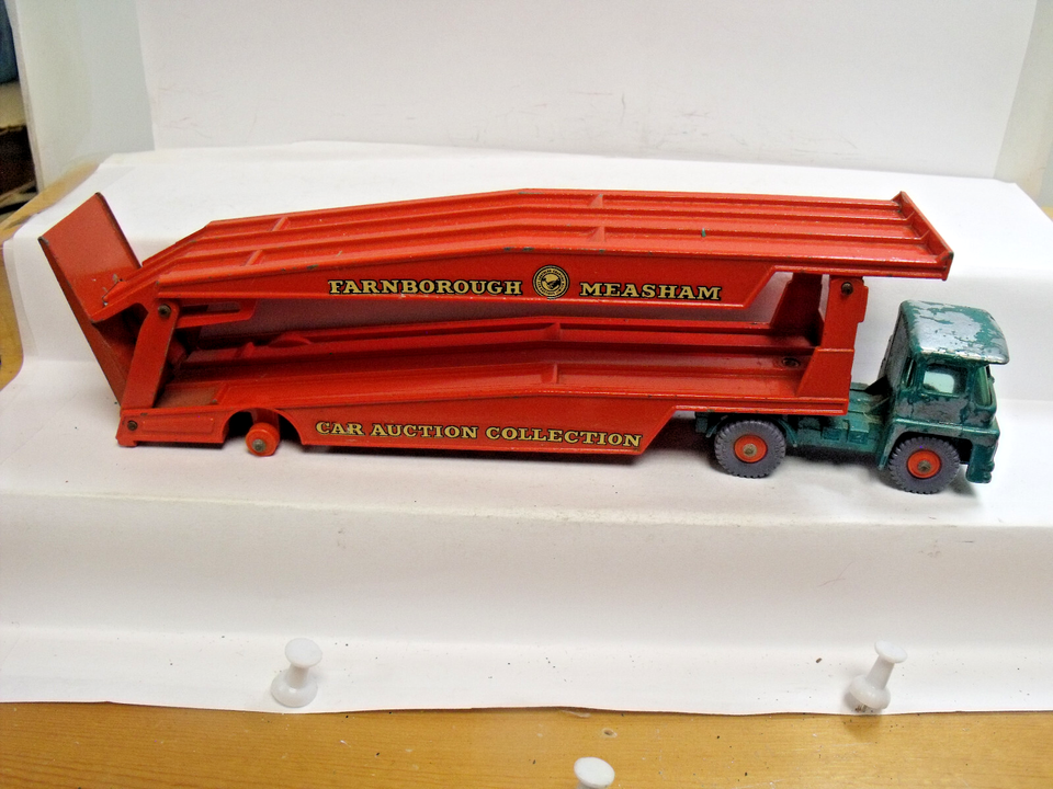 MATCHBOX KING K-8, ENG, GUY WARRIOR CAR TRANSPORTER, GRN & ORG, GOOD ...