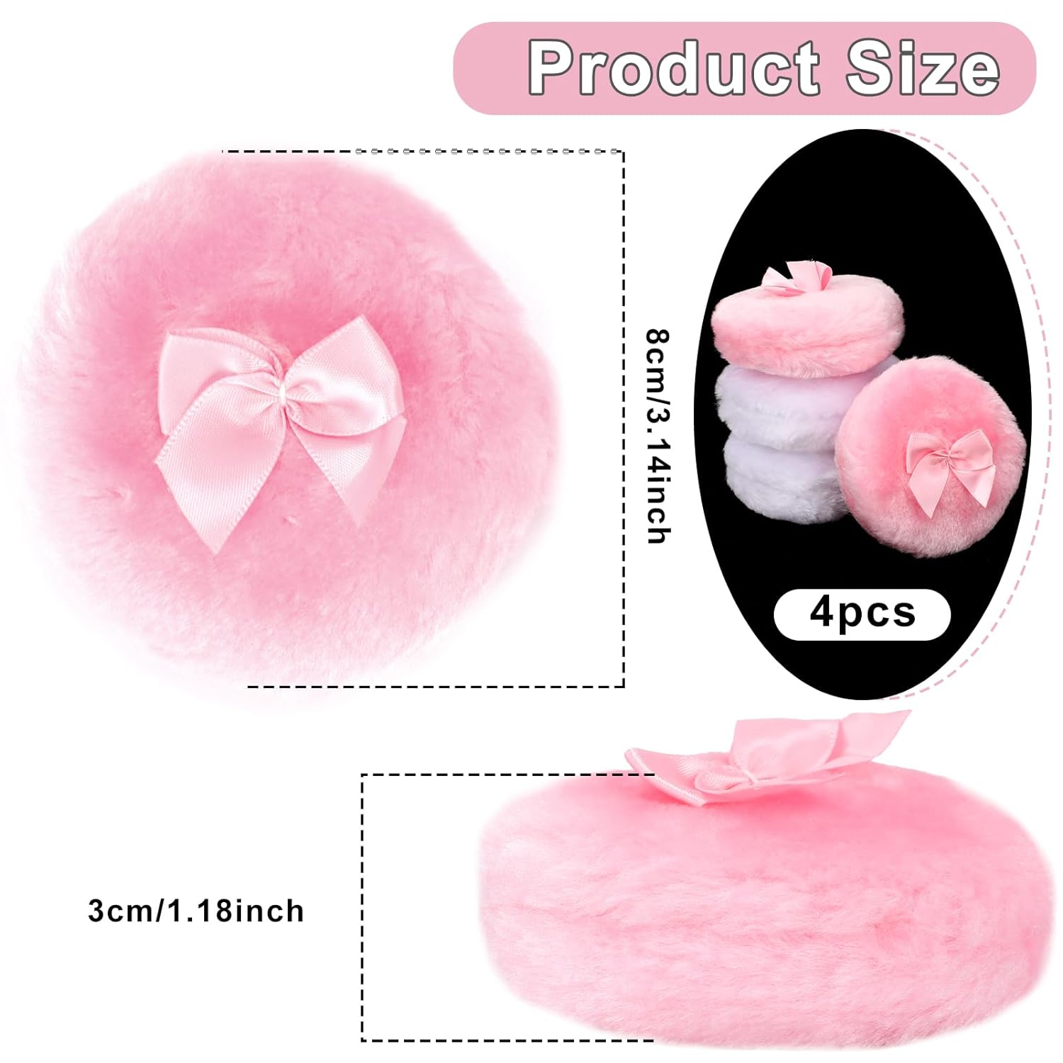 4Pcs Large Fluffy Powder Puff, White Powder Puff, Powder Puffs for Face ...