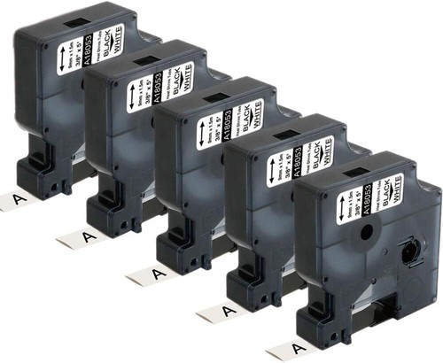 5PK Compatible label tape 18053 for DYMO Rhino 4200 5200 5000.. Black ...
