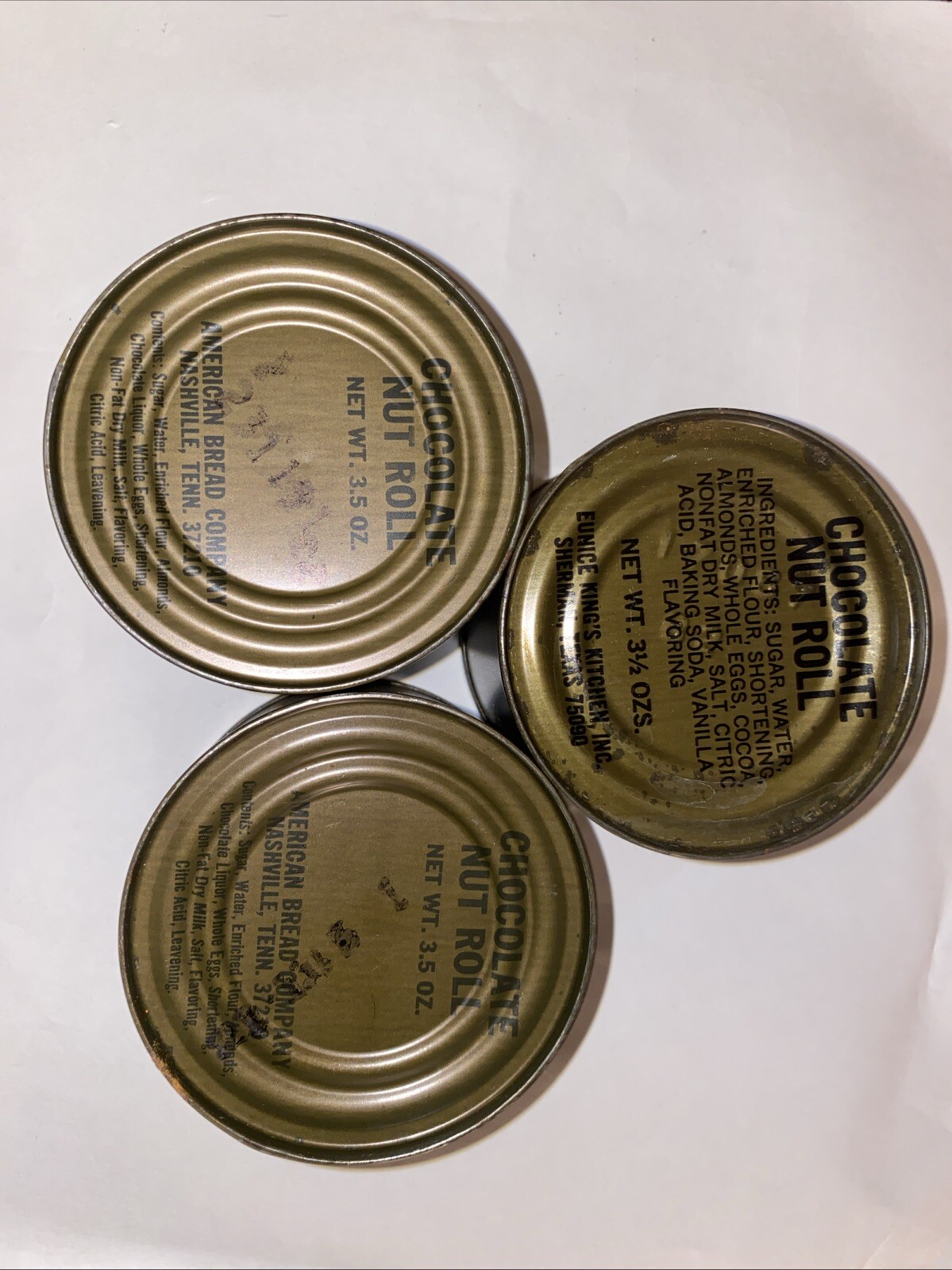 Lot Of 3 - Vintage Vietnam Era C Ration Can Chocolate Nut Roll ...