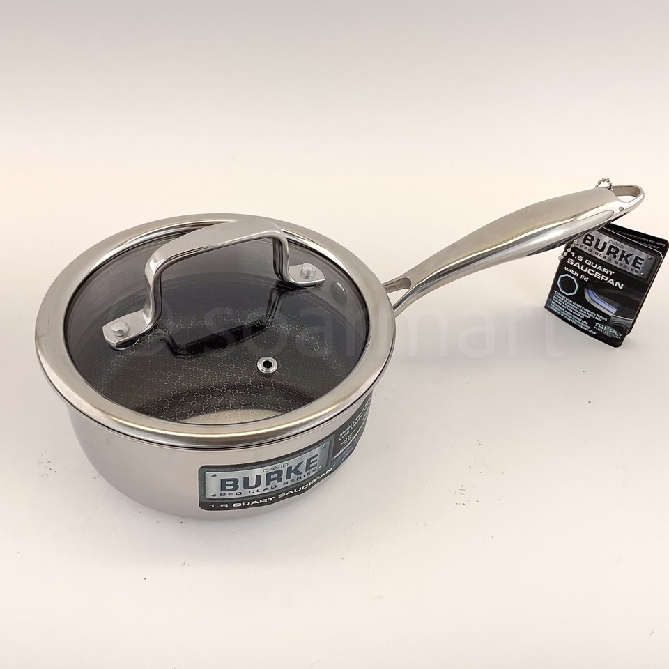 David Burke Geo Clad Heavy Stainless Steel 1.5-Qt 6.5" Sauce Pans New ...