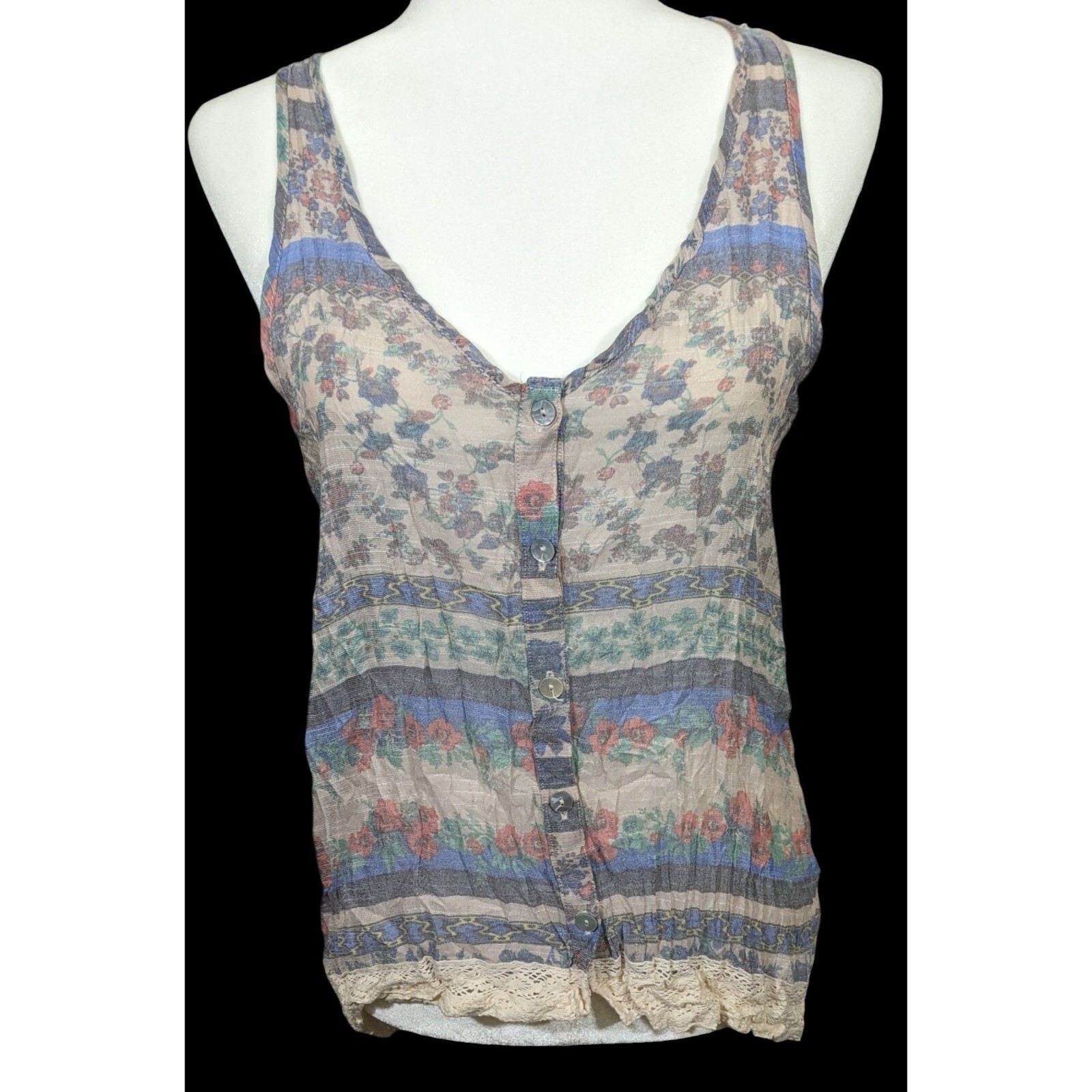 Retro Cottagecore Button Front Tank Top by Eyelash Co… - Gem
