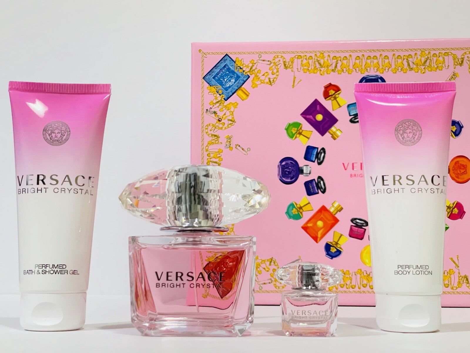 VERSACE BRIGHT CRYSTAL GIFT SET PERFUME EDT SPRAY 3.0 OZ + S/G + B/L ...