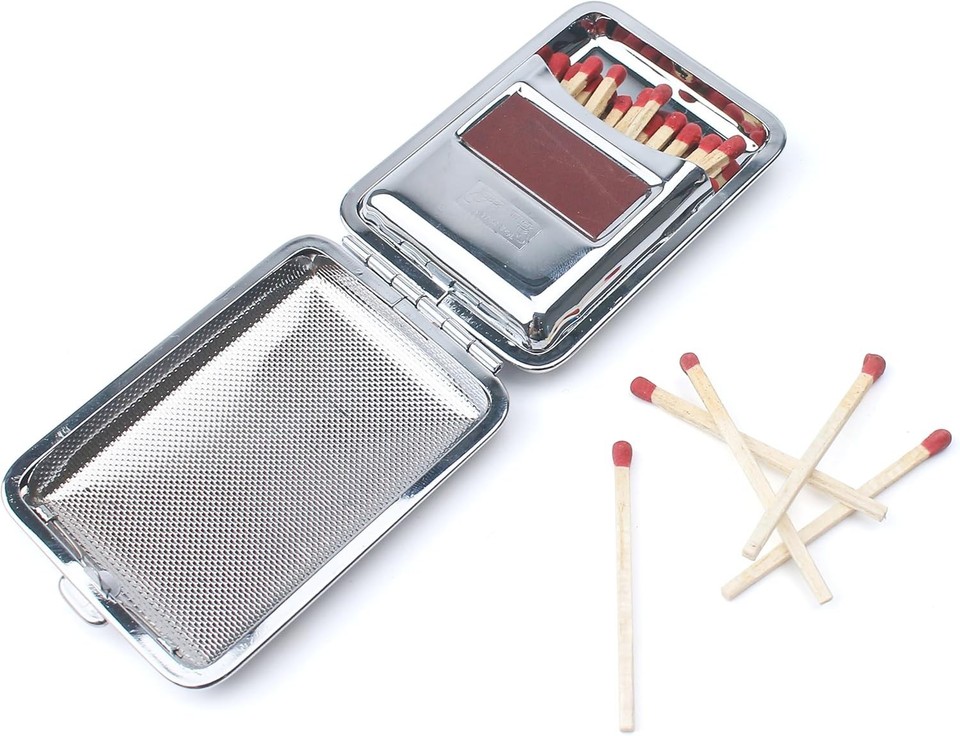 Metal Match Box Case Stainless Steel Matchboxes Matchstick Holder | eBay