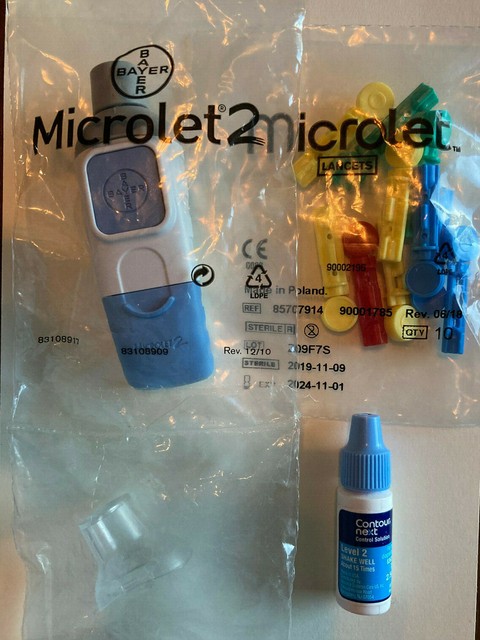 Bayer microlet 2 lancing device & clear AST cap, lancets & Free Control ...