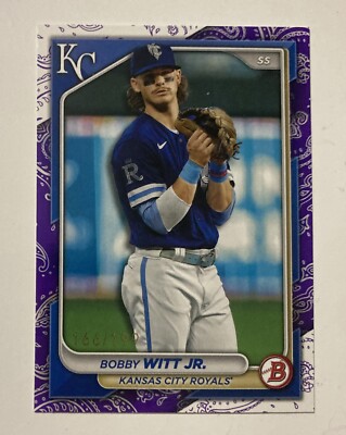 2024 Topps Bowman Bobby Witt Jr. Purple Bandana Kansas City Royals 166/ ...