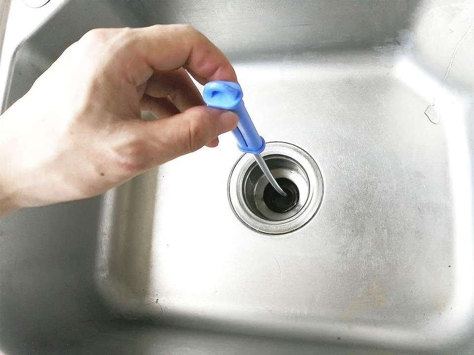 1m Long Flexible Sink OVERFLOW Cleaning BRUSH Drain Cleaner unblocker ...