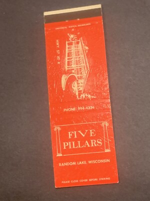 Vintage Wisconsin Matchbook: “Five Pillars” Random Lake, WI | eBay