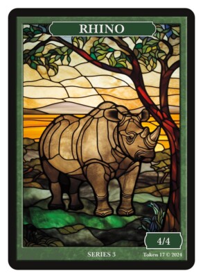 Rhino Stained Glass Token Givememana Tokens Magic the Gathering | eBay