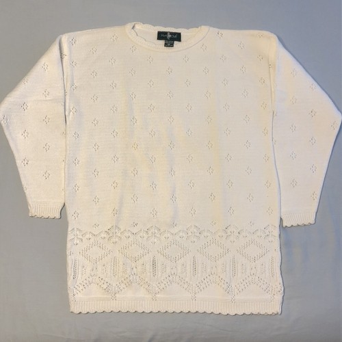 Hunt Club Textured Knit Tunic Sweater 100% Cotton White Size Medium ...