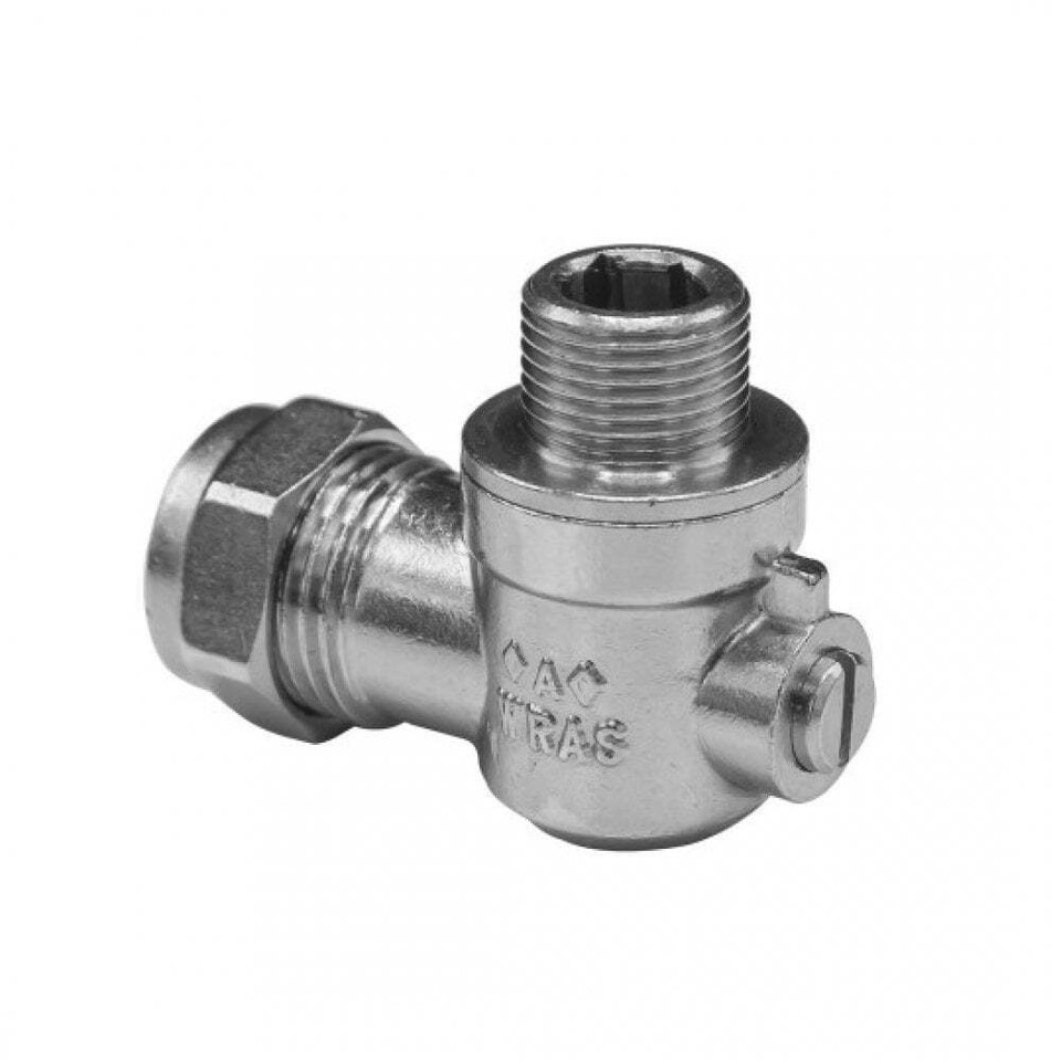 2 x Flat Faced Male Angled Isolating Valve Chrome for Tap Connectors ...