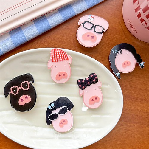 Cute Pink Pig Head Hairpin Funny Piggy Hairpin Bangs Clip Hair ...