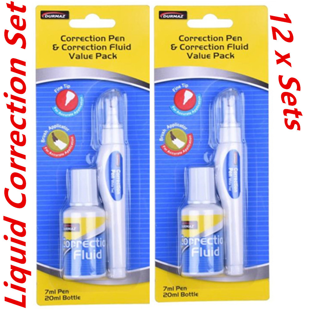 7ml Liquid Paper Correction Fluid Pen Fast Dry 20ml Refill Bottle Brush ...