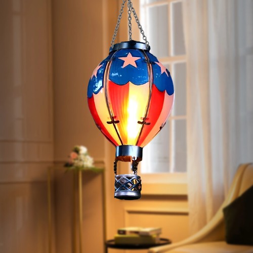 Yard Waterproof With Flame Landscape Solar Hot Air Balloon Lantern Auto ...