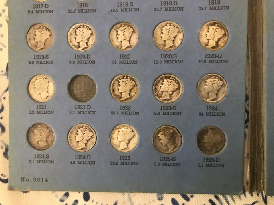 1916-1945 Mercury Dime Set, Missing 1916d,1921d,1931s,1931d(73 COINS ...