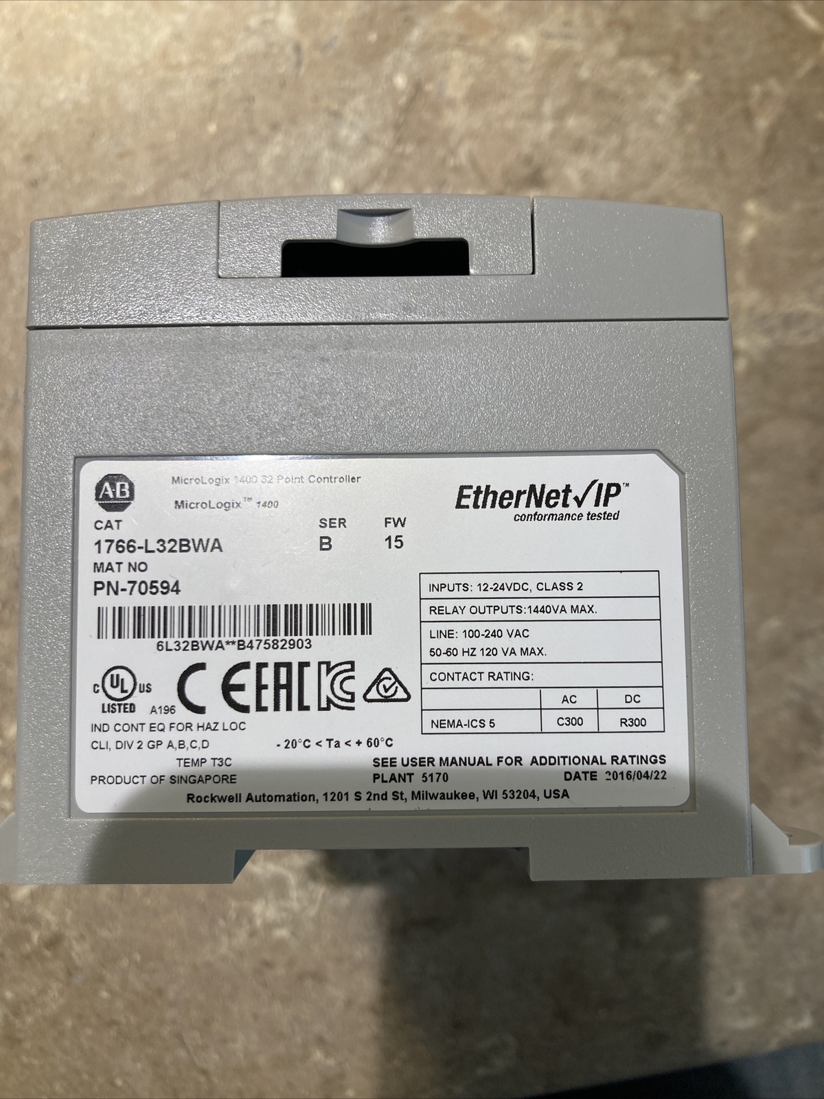 Allen-Bradley 1766-L32BWA MicroLogix 1400 PLC Processor 612598518104 | eBay