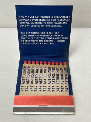 American Airlines Boing 747 Astroliner Oversize Book of Matches (R3) | eBay
