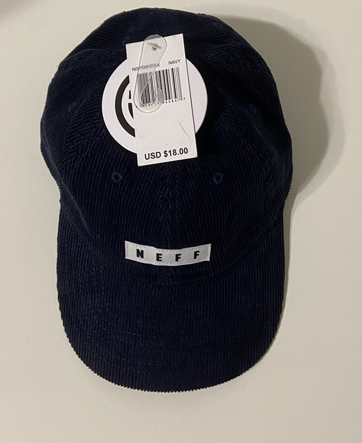Neff Men's Corduroy Baseball Cap Navy Blue 100 Cotton Adjustable Strap ...