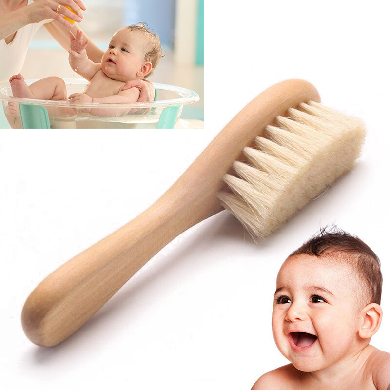 Newborn Natural Safety Wooden Comb Baby Soft Hair Brush Head Comfort ...