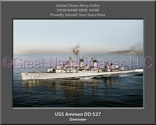 USS Ammen DD 527 Personalized Canvas Ship Photo 2 Print Navy Veteran ...