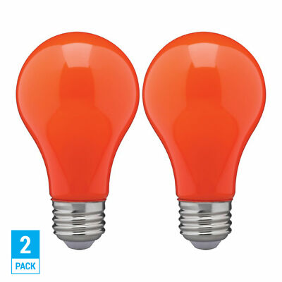 2 Pack CERAMIC ORANGE LED Bulb A19 Medium E26 8W 60 Watt Equivalent ...