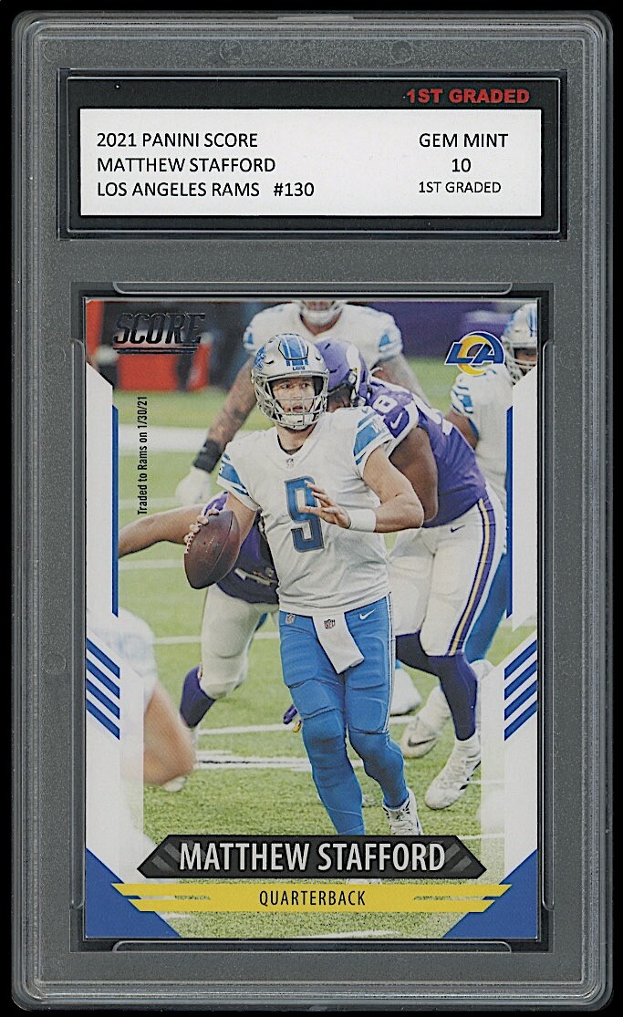 MATTHEW STAFFORD 2021 PANINI SCORE #130 1ST GRADED 10 FOOTBALL CARD LA ...
