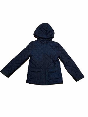 Children’s Place Girls Quilted Fleece Lined Jacket w/ Hood Navy Size ...