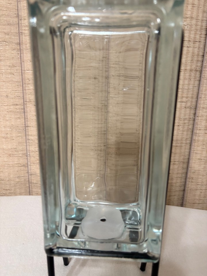 Hollow Glass Craft Block With Black Metal Stand | eBay