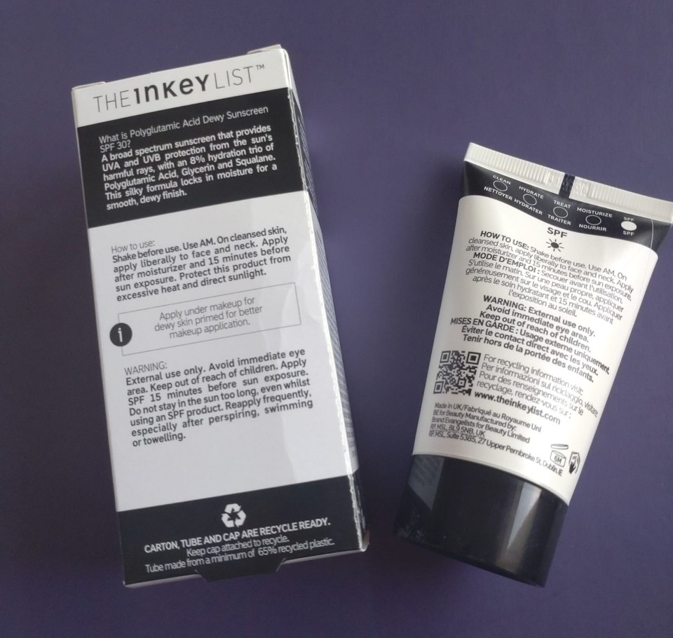 The INKEY List™' 50ml Polyglutamic Acid Dewy Sunscreen SPF30 BNIB ...