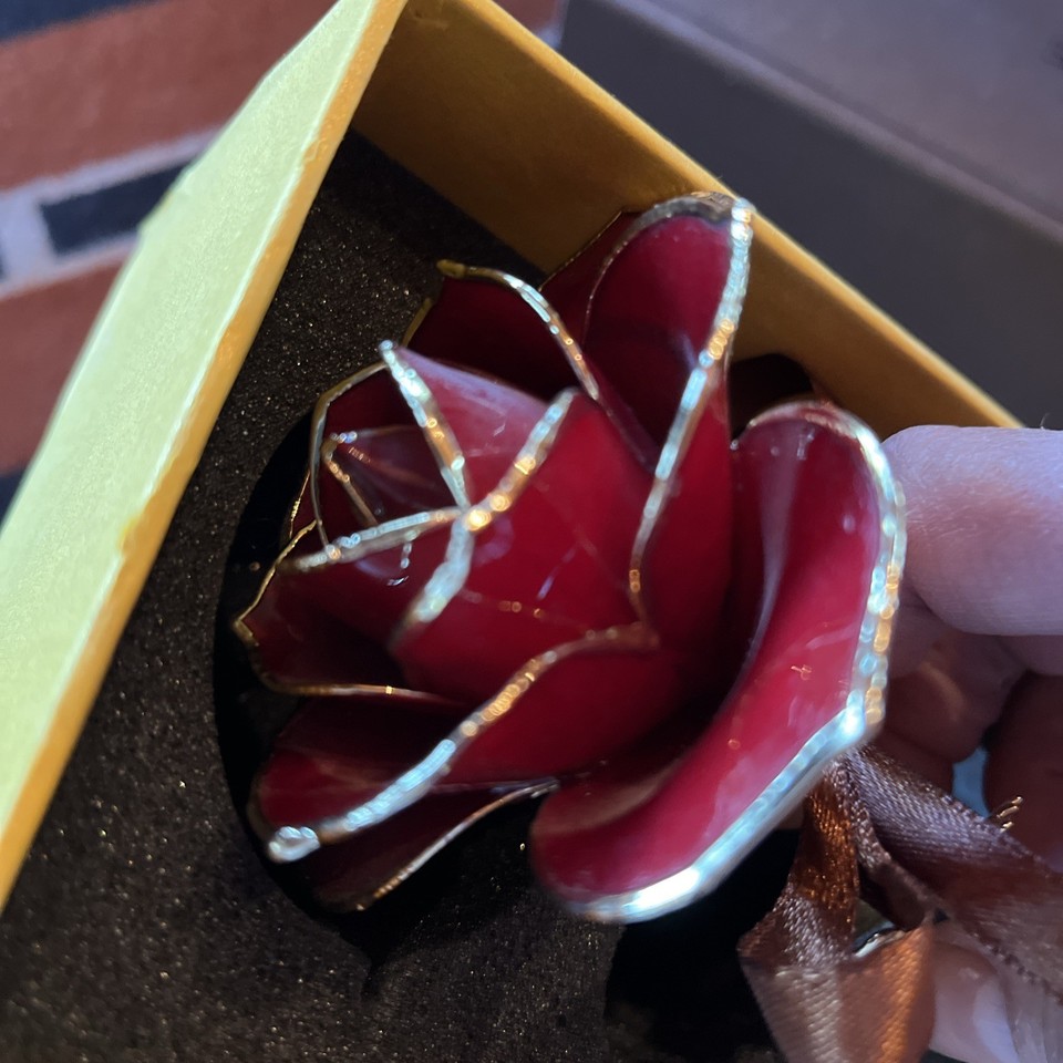 Dura Rose Brand 24k Gold Trim Dipped Preserved Rose New in Opened Box ...