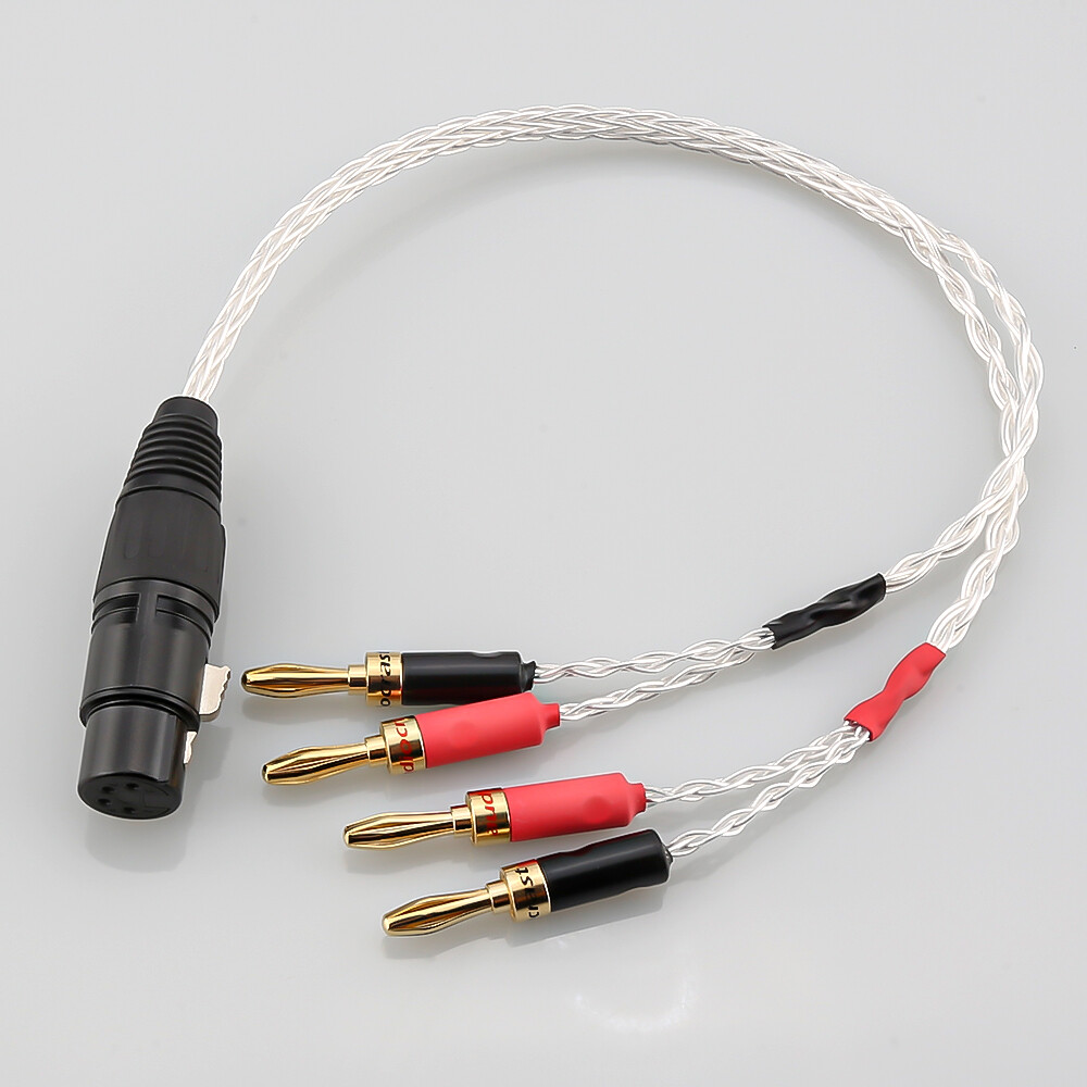 4pin XLR Female to Deluxe Banana Plug OCC Silver Plated Hifi Audio ...