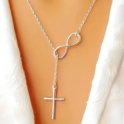 Infinity Necklace Infinity Figure Eight Cross Necklace Silver toned | eBay