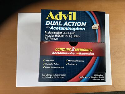 Advil Dual Action caplets, #50 individual packets of 2 caplets each ...