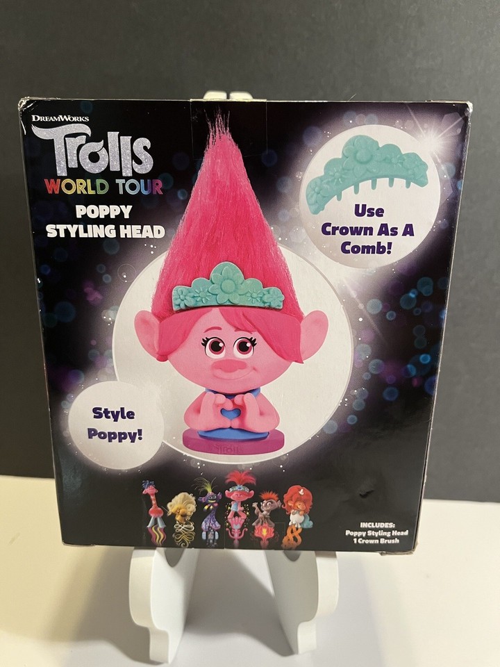 DreamWorks Trolls World Tour Poppy Styling Head Doll w Crown comb NIB ...