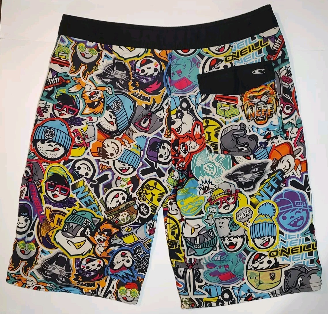 ONEILL x NEFF Graffiti & Faces Board Shorts Size 31 Swim Trunks | eBay