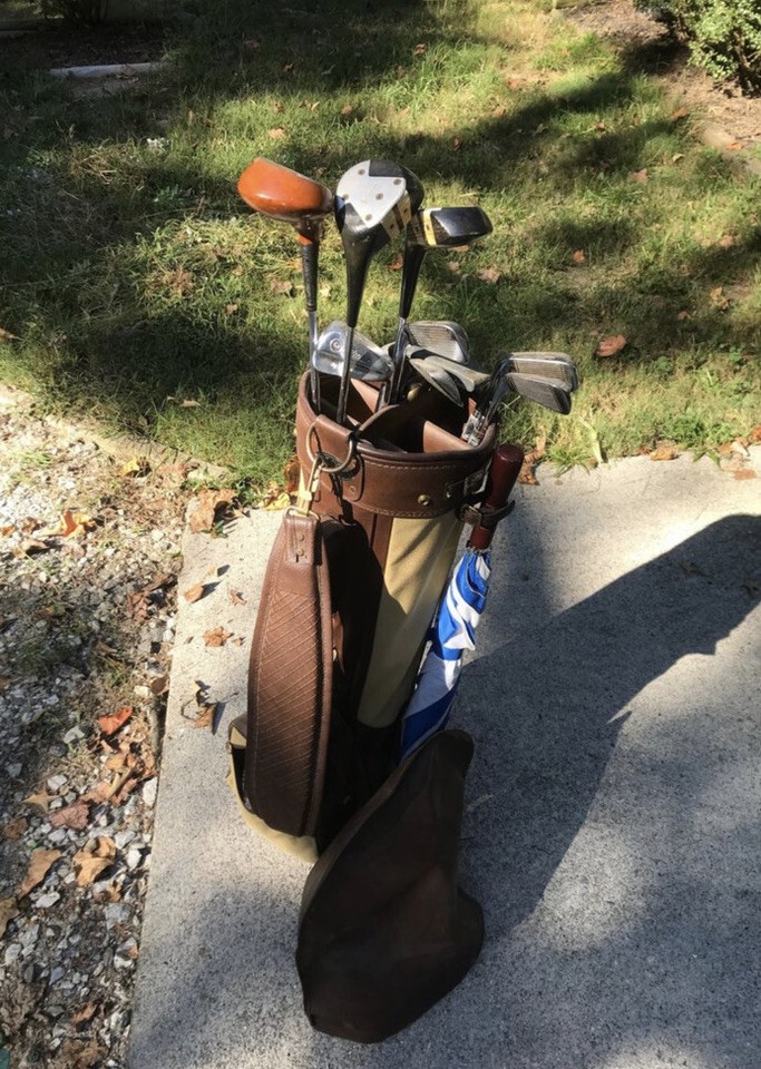 Brown Vintage Leather AJAY Golf Bag | eBay