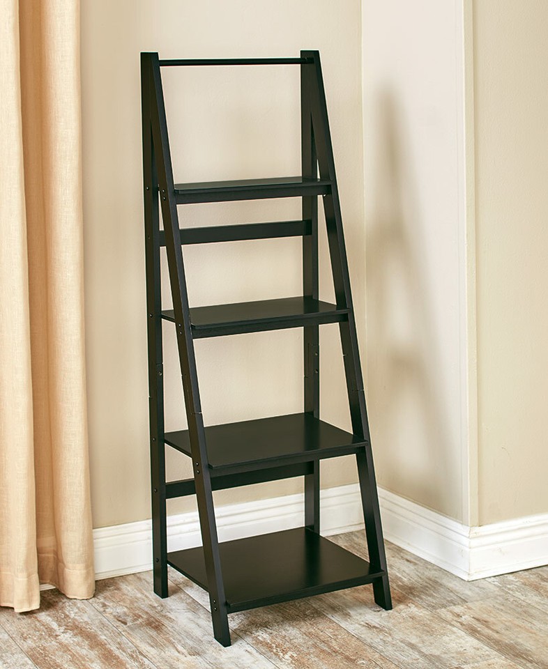 Classic Ladder Shelf Bookcase Cabinet Furniture WHITE Ladder Shelving ...